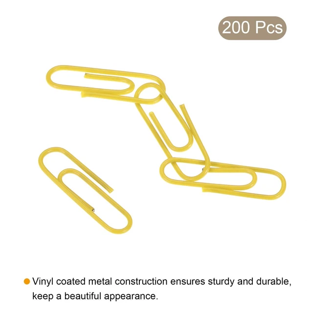 PAPER CLIPS 1.1 Inch Vinyl Coated with Box for Office Home Yellow Count ...