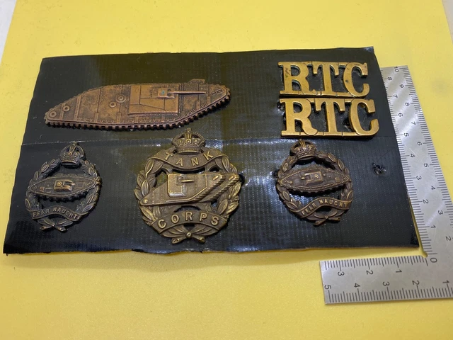 ORIGINAL WW1 BRITISH Army Officer's Royal Tank Corps Badge Grouping ...