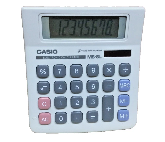 CASIO MS-8L VINTAGE Electronic Calculator Two Way Power VGC £8.99 - PicClick UK