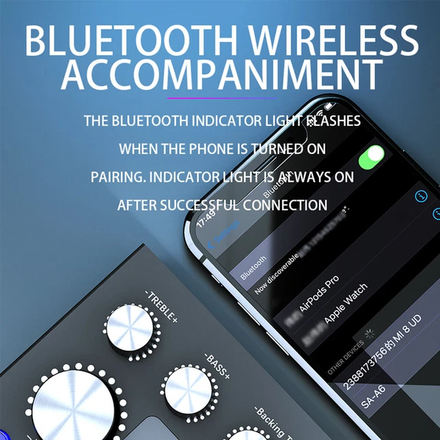 LIVE STREAMING WITH Microphone Sound Card Bluetooth Compatible KTV LED ...