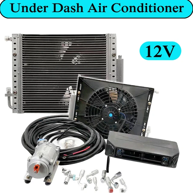 12V UNIVERSAL A/C Kit Truck Cab Bus RV Underdash Air Conditioner Heat ...