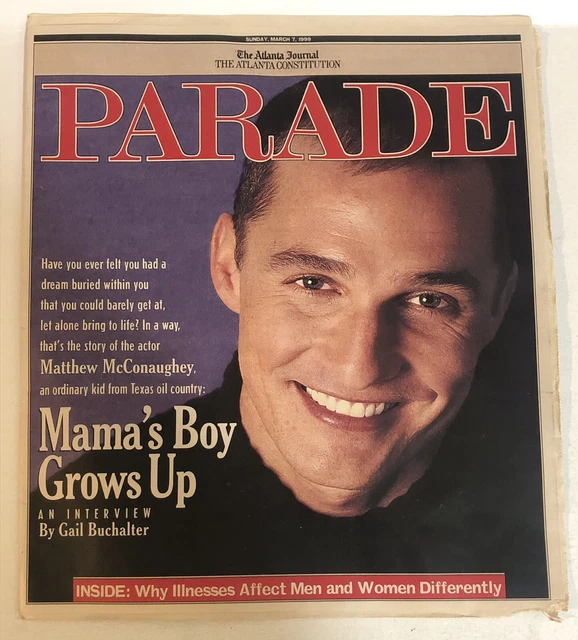 MARCH 7 1999 Parade Magazine Matthew McConaughey £2.37 - PicClick UK