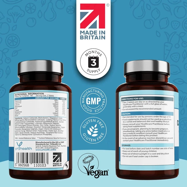 CALCIUM, MAGNESIUM, ZINC and Vitamin D plus Vitamin K2 MK-7 Tablets ...