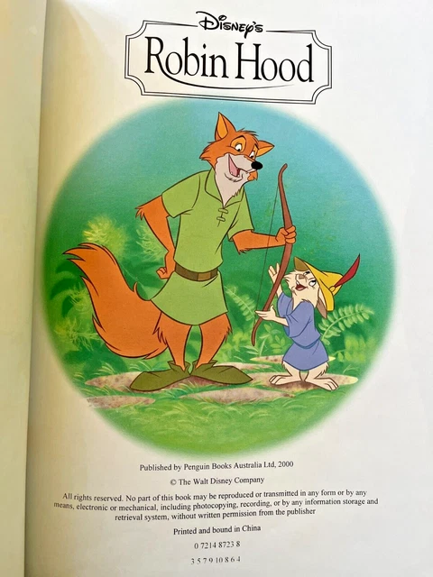 DISNEY ROBIN HOOD Classic Storybook Big Hardcover Movie Picture Book ...