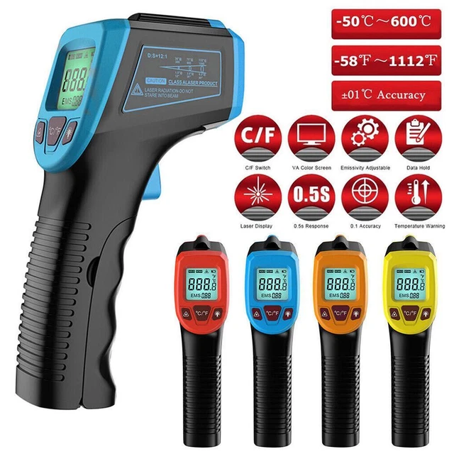 INDUSTRIAL INFRARED THERMOMETER Pyrometer Temperature Meter -50~600°C ...