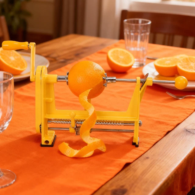 PEELER CORER ORANGE Peeler Hand Cranked Peeling Machine Fruit Peel Rem ...