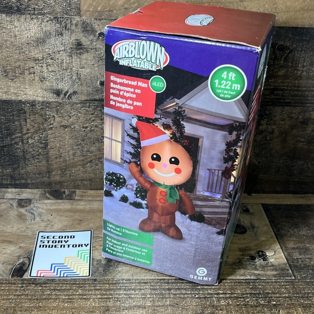 4FT GEMMY AIRBLOWN GINGERBREAD MAN LED Christmas Inflatable Lighted ...
