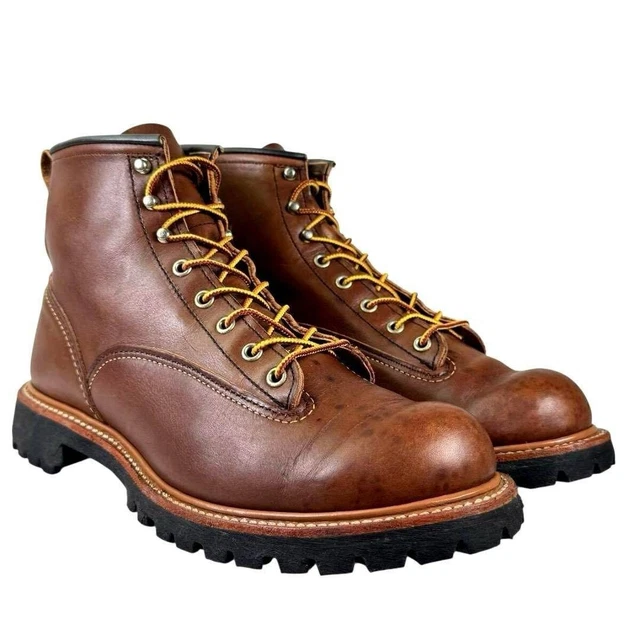 RED WING MEN'S US10.5 D Lineman Work Boots 2936 Brown Leather Vibram no ...