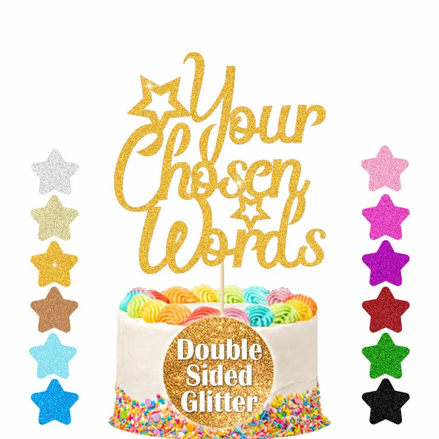 PERSONALISED GLITTER CAKE Topper Any Word Customised Name Custom ...