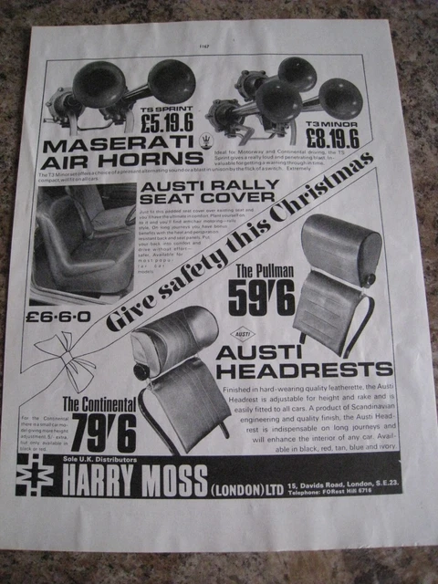 HARRY MOSS LONDON Give Safety This Christmas Maserati Advert A4 Size ...