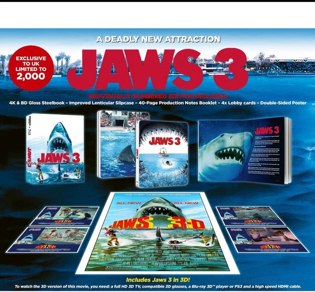 JAWS 3 3D + Jaws The Revenge 4K UHD Bluray Collectors Steelbook ...