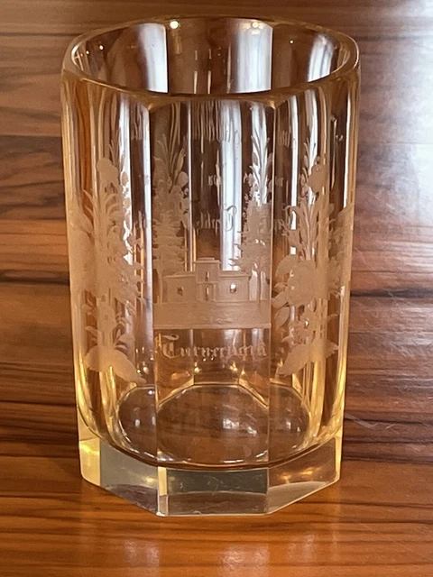 ANDENKEN GLAS TEPLITZ Ansichten Biedermeier 19. Jhd. Original ...