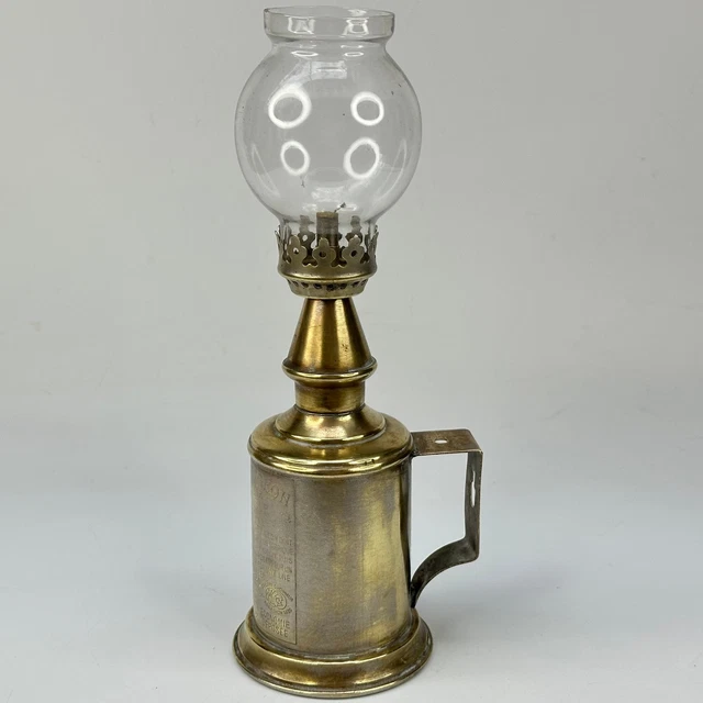 VINTAGE FRENCH SMALL Brass Metal Pigeon Oil Lamp & Shade in Working ...