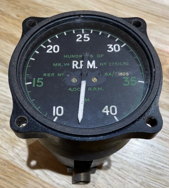 VINTAGE WW2 RAF Wellington Aircraft Rpm Indicator - 6A/1609 - Dated ...