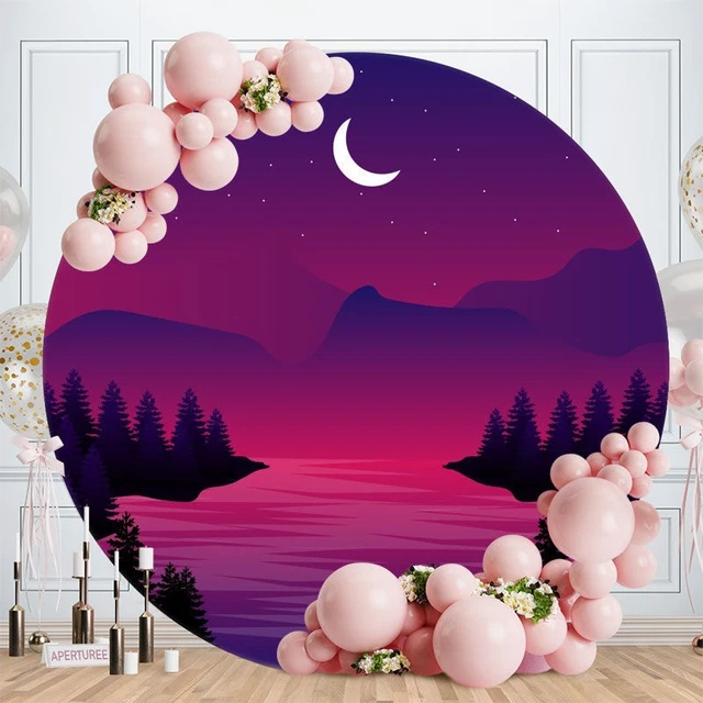 PURPLE MOON NIGHT Round Happy Birthday Backdrop $36.09 - PicClick AU
