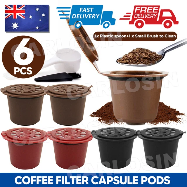 6PCS REFILLABLE REUSABLE Coffee Filter Capsule Pods For Nespresso Maker ...