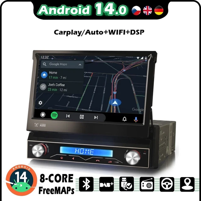 ANDROID 14 8-CORE Universal 1 Din Autoradio CarPlay GPS Wifi DSP IPS ...