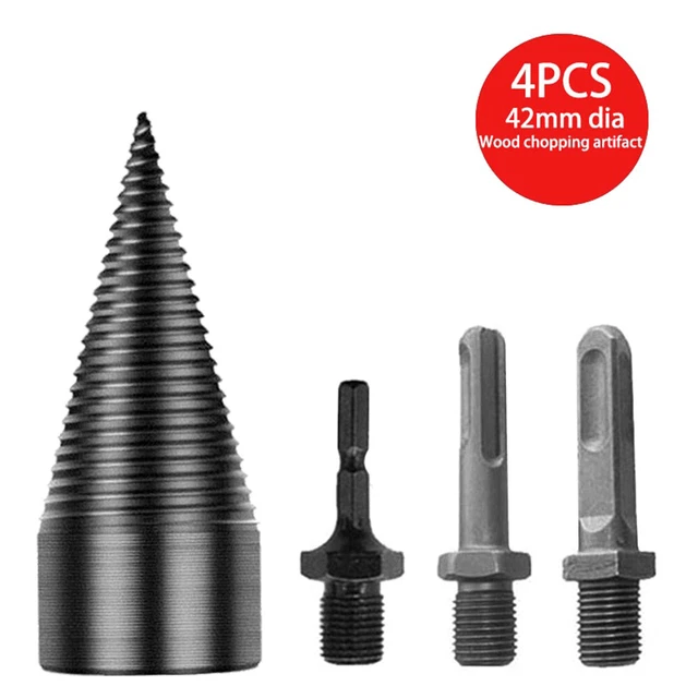 FIREWOOD SPLITTER DRILL Bit Wood Split Cone Drilling Bit w/Connecting ...