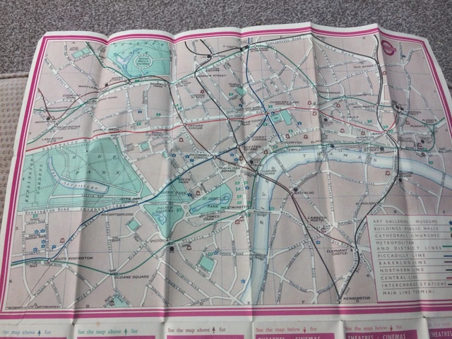 LONDON TRANSPORT UNDERGROUND RAILWAY DOUBLE SIDED MAP 1939 No3 60 X ...