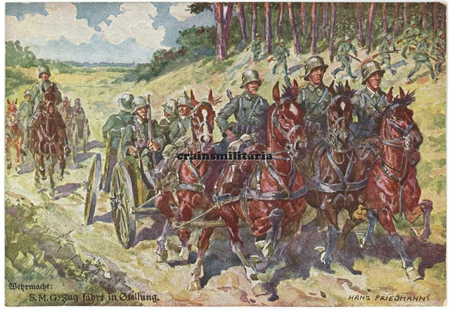 ORIG. AK WEHRMACHT SMG-Zug fährt in Stellung Pferd Wagen gel. Hamburg ...