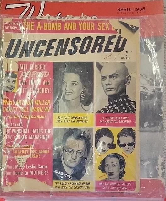 VINTAGE HOLLYWOOD CELEBRITY Magazine Uncensored Jan. 1957 Yul Brynner ...