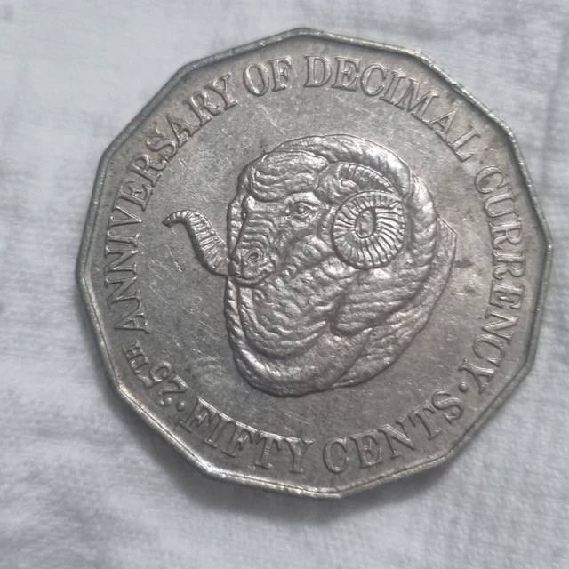1991 RAMS HEAD 50 Cent Coin - 25th anniversary decimal currency $5.75 ...