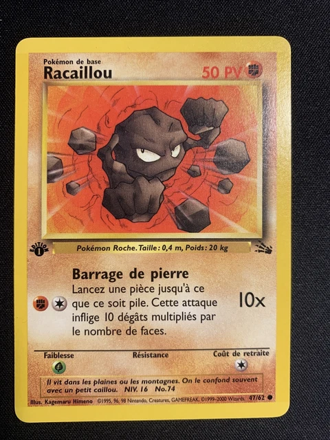 CARTE POKEMON RACAILLOU 47/62 Edition 1 Francais Fossile Nm EUR 17,00 ...