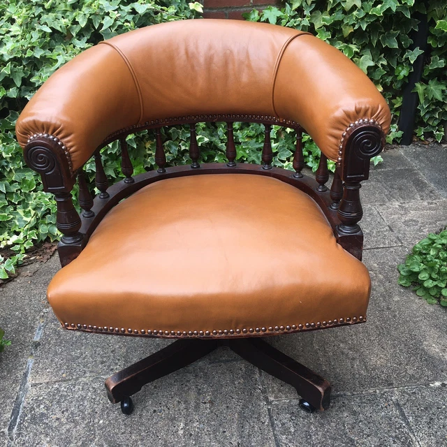 ANTIQUE CAPTAIN'S CHAIR - William Angus & Co 1910 - tilt / swivel desk ...