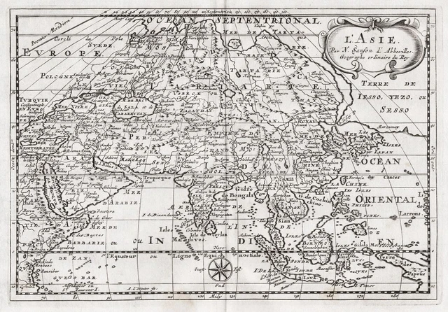 ASIA ASIE ASIEN China Japan continent Kontinent carte map Karte Sanson ...