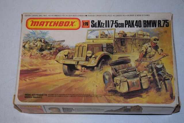 MATCHBOX PK-171 SD.KFZ.11 + 7,5cm PAK40 + BMW R-75 1:76 NEU mit OVP EUR ...