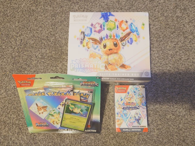 POKEMON PRISMATIC EVOLUTIONS Bundle. ETB, Booster Bundle, Sticker ...