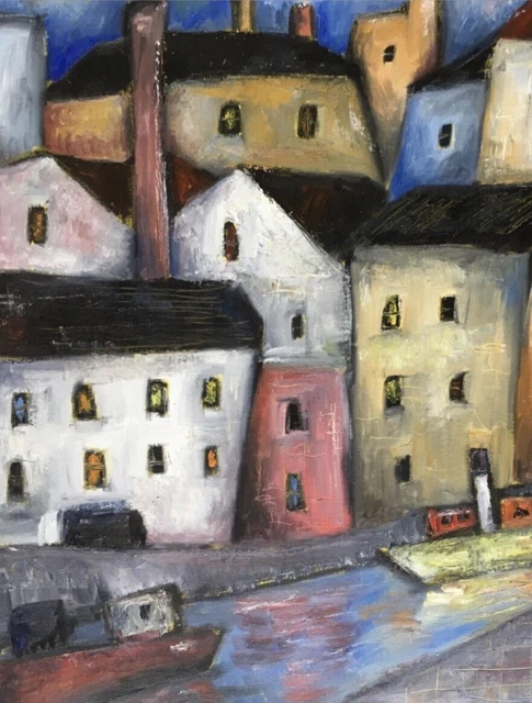 DIPINTO AD OLIO originale dell'artista Jeremy Mayes, ""Città dell ...