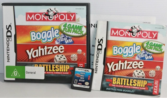 NINTENDO DS NDS Monopoly Boggle Battleship Yahtzee Atari Tested ...