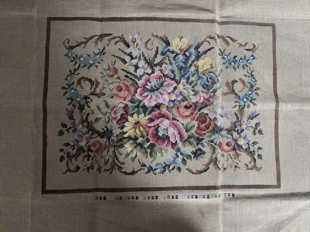 LARGE VINTAGE TAPESTRY Needlepoint Canvas - Berlin Woolwork Style £21. ...