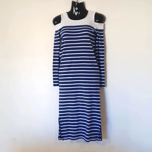 Witchery Size 14 Girls Blue White Stripe Long Sleeve Stretch Dress 35