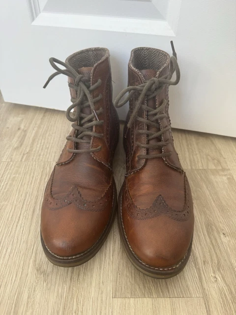 EASY 1973 MENS Conker Brown Quality Leather Lace Up Boots Uk 9 ☀️ £19. ...