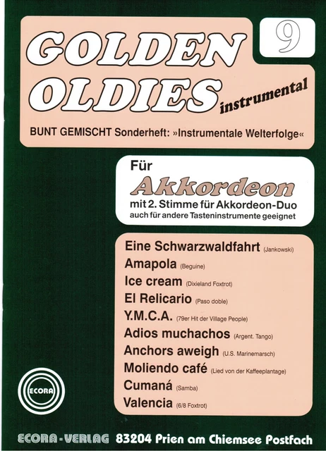 AKKORDEON NOTEN : Golden Oldies 9 - mittelschwer - mit 2. Stimme (ad ...
