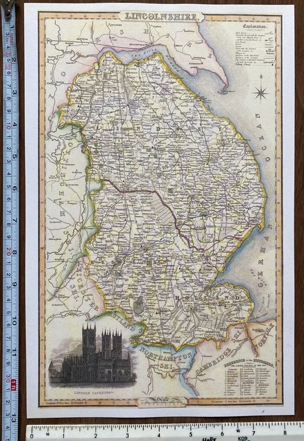 OLD VICTORIAN RAILWAY Map Lincolnshire: 1840 Pigot: Historical, Antique ...