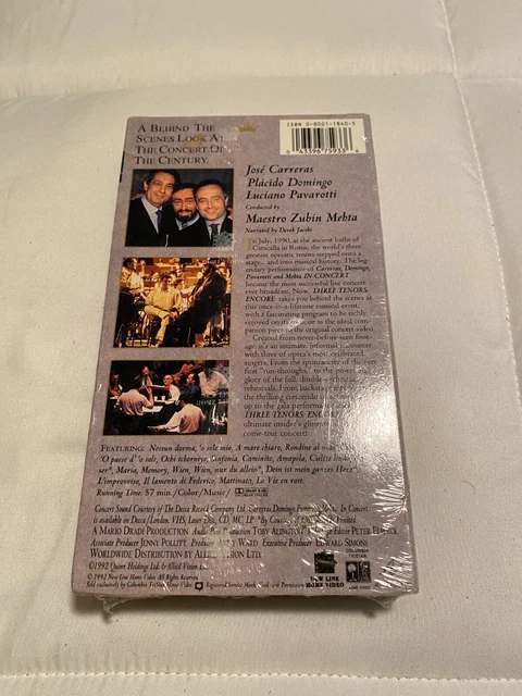THREE TENORS ENCORE [VHS] Placido Domingo Luciano Pavarotti Jose ...