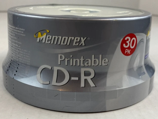 NEW MEMOREX 52X Printable 700MB CD-R Recordable 30 Pack 80 Minute CDs ...