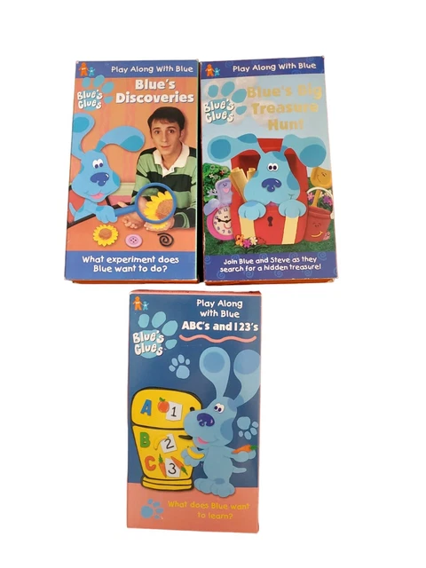 LOT OF 3 Blue's Clues VHS ABC's and 123's, Discoveries and Big Treasure ...