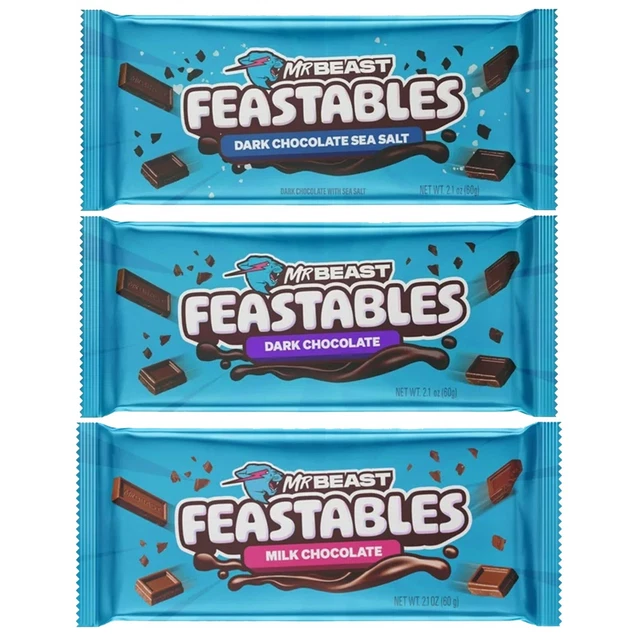 MR BEAST FEASTABLES MrBeast Milk Chocolate Dark Sea Salt Bar - 2.1oz 3 ...