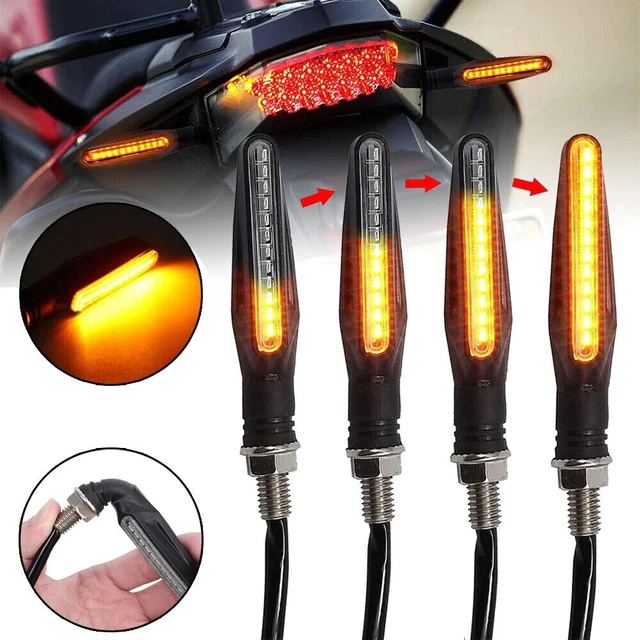 4X MOTORCYCLE INDICATORS LED Turn Signal Flowing Water Light Amber ...