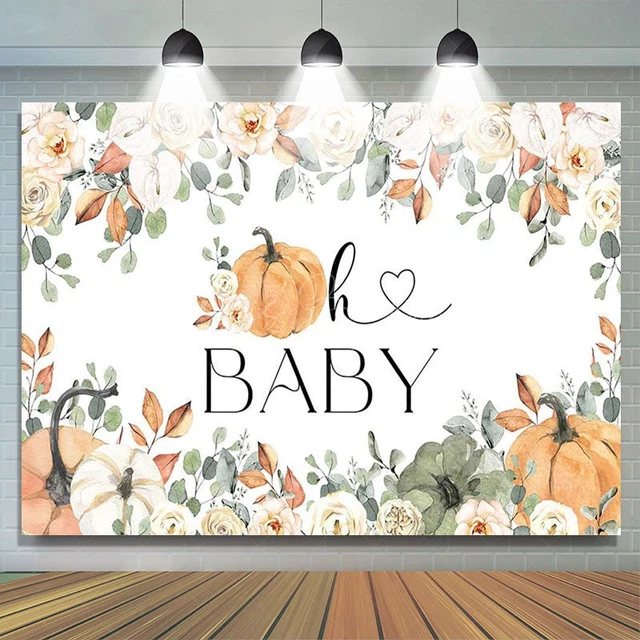 SPRING FLORAL LEAVES Pumpkins Baby Shower Backdrop $37.84 - PicClick AU