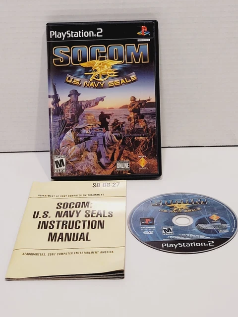 SOCOM US NAVY Seals (PS2, 2002) etichetta nera CIB con manuale ~Testato ...
