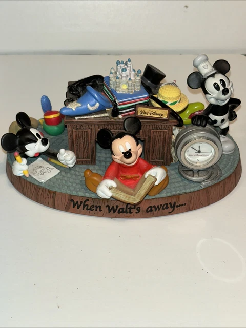 DISNEY TIME WORKS When Walts Away 4 Generations Mickey Mouse Desk Clock ...