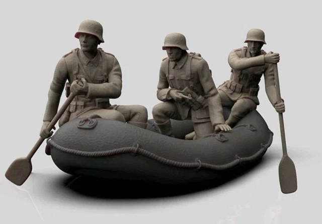 WW2 GERMAN SOLDIERS In Boat Diorama Full Set 1/16th Resin Printed £60. ...