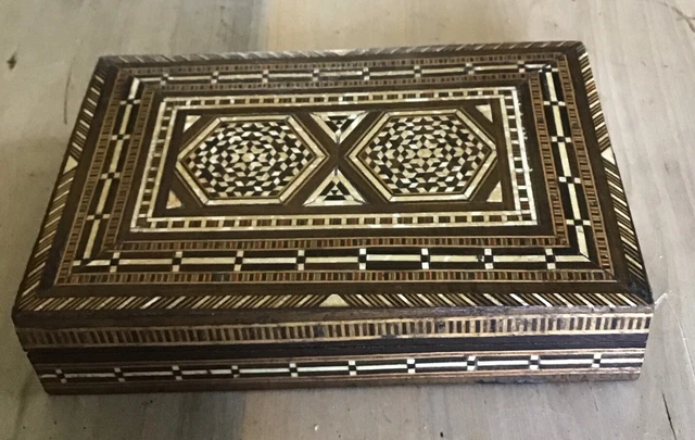 ANTIQUE ANGLO INDIAN Wooden Vizagapatam Box Mosaic Inlaid £9.99 ...