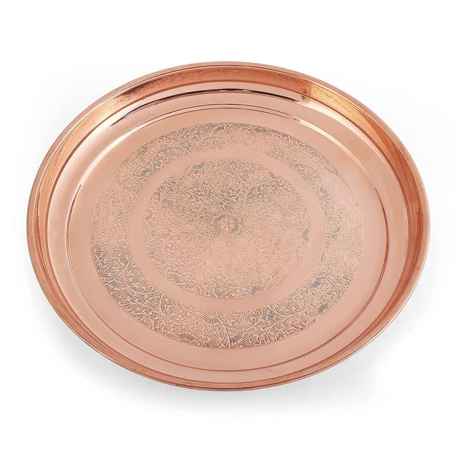 INDIAN TRADITIONAL ETCHING Design Copper Plate Round Shape For ...