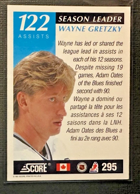 WAYNE GRETZKY SL 1991-92 Score Canadian Bilingual #295 EX or Better $16.68 - PicClick CA